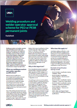 Welding Procedure & Welder Approval Factsheet | LRQA US
