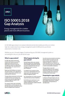 ISO 50001 Gap analysis factsheet | LRQA UK